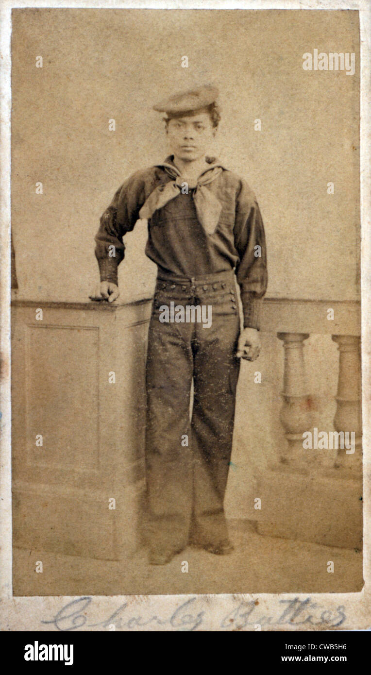 Civil War. A Negro sailor, Charles Batties, in uniform. carte de visite ...