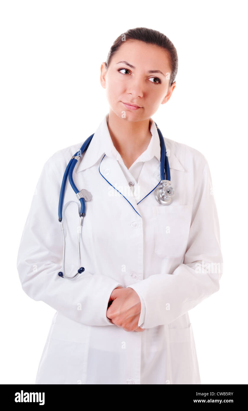 Serious doctor with stethoscope isolated on white background Stock ...