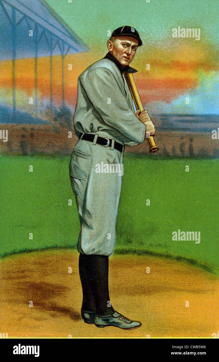 Baseball. Ty Cobb baseball card. Colored lithograph, 1911 Stock Photo ...