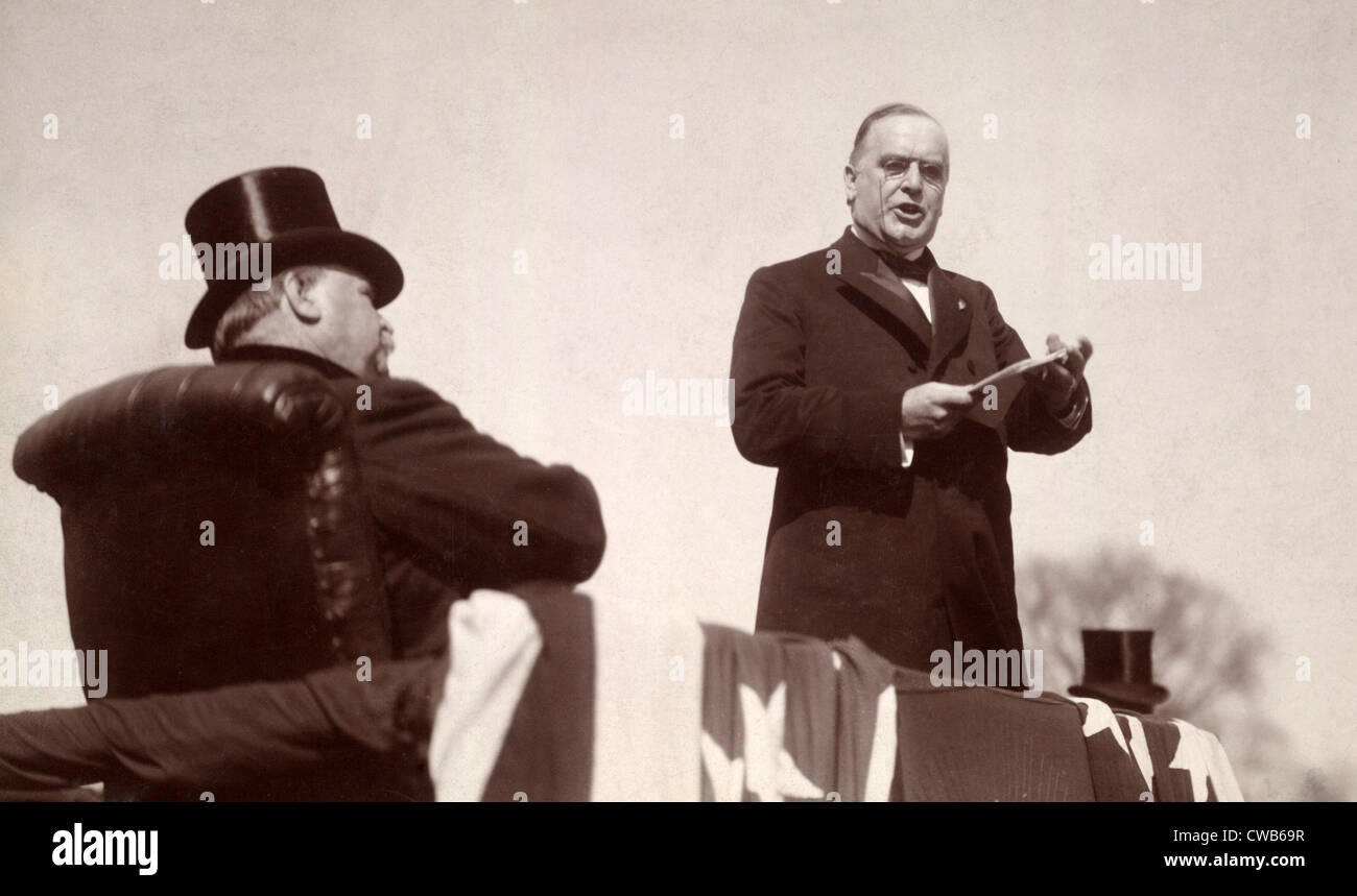 Grover Cleveland watches as President William McKinley delivering his ...