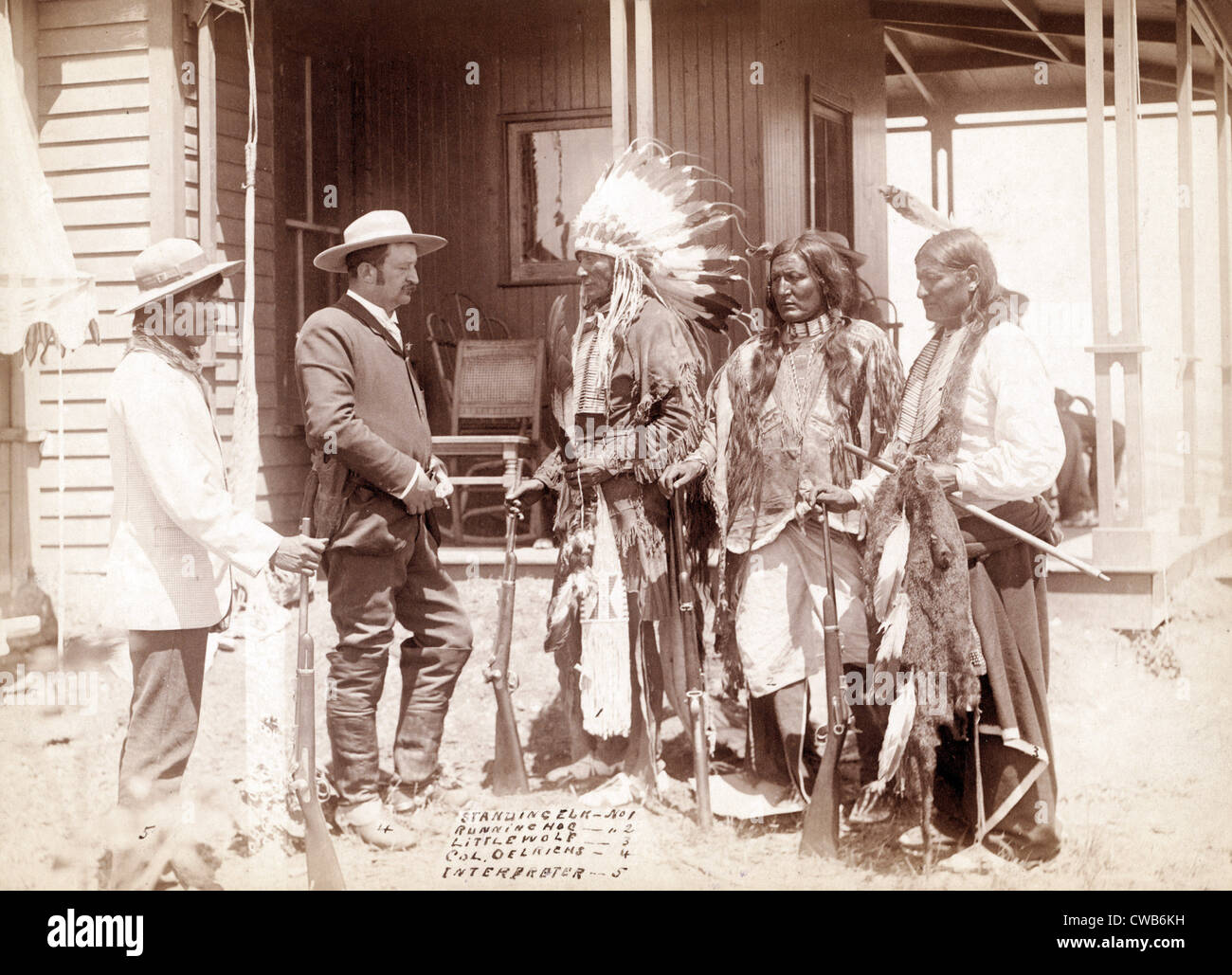 The Interview. Three Cheyenne men, Standing Elk, No. 1; Running Hog, No ...