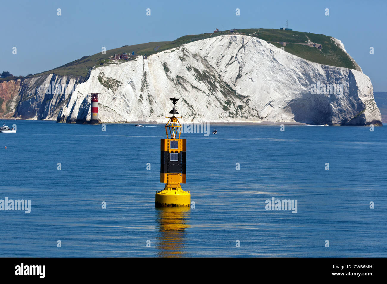 Cardinal buoy identifies hazard near the Needles Isle of White Stock ...