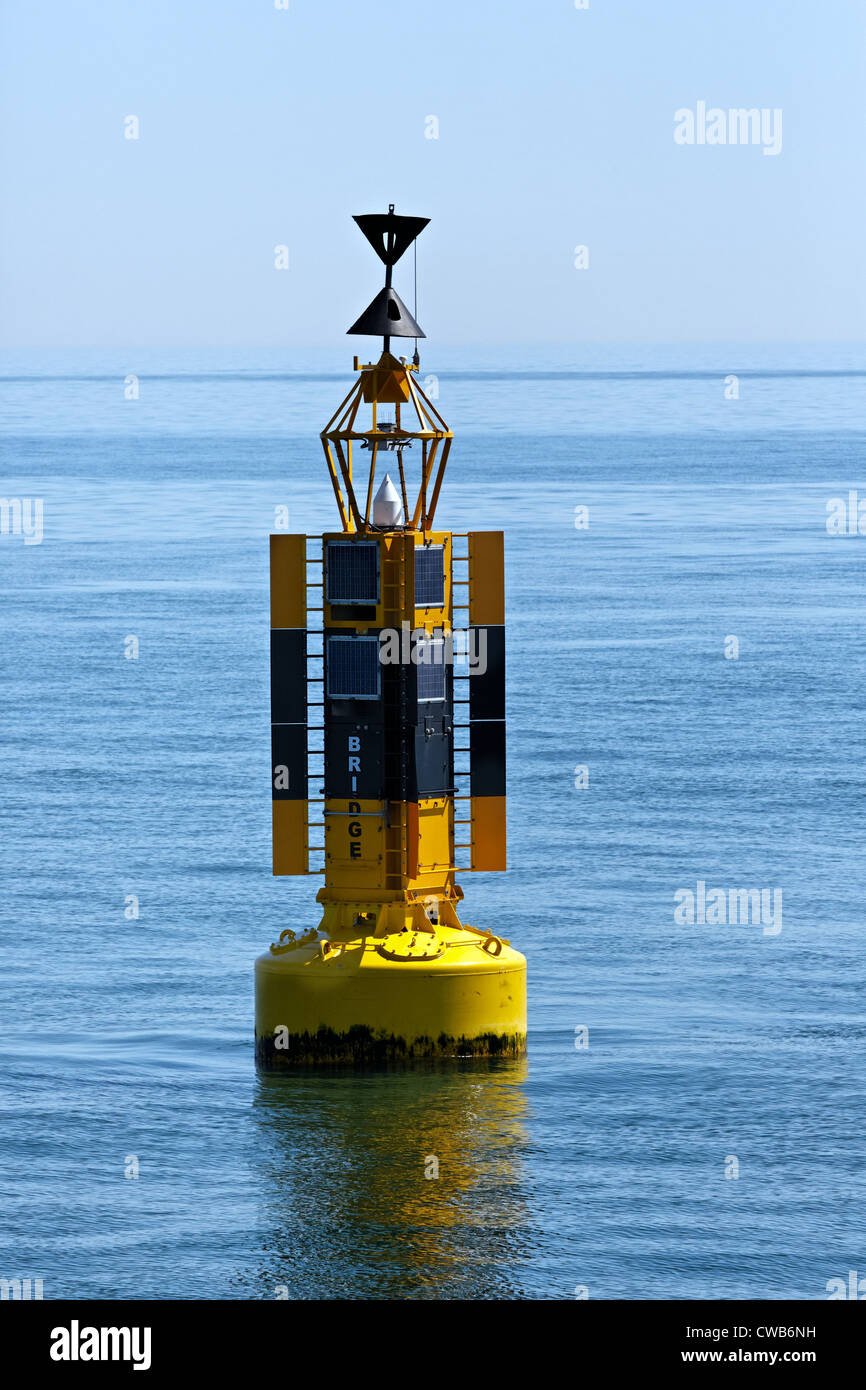Cardinal buoy identifies hazard near the Needles Isle of White Stock ...
