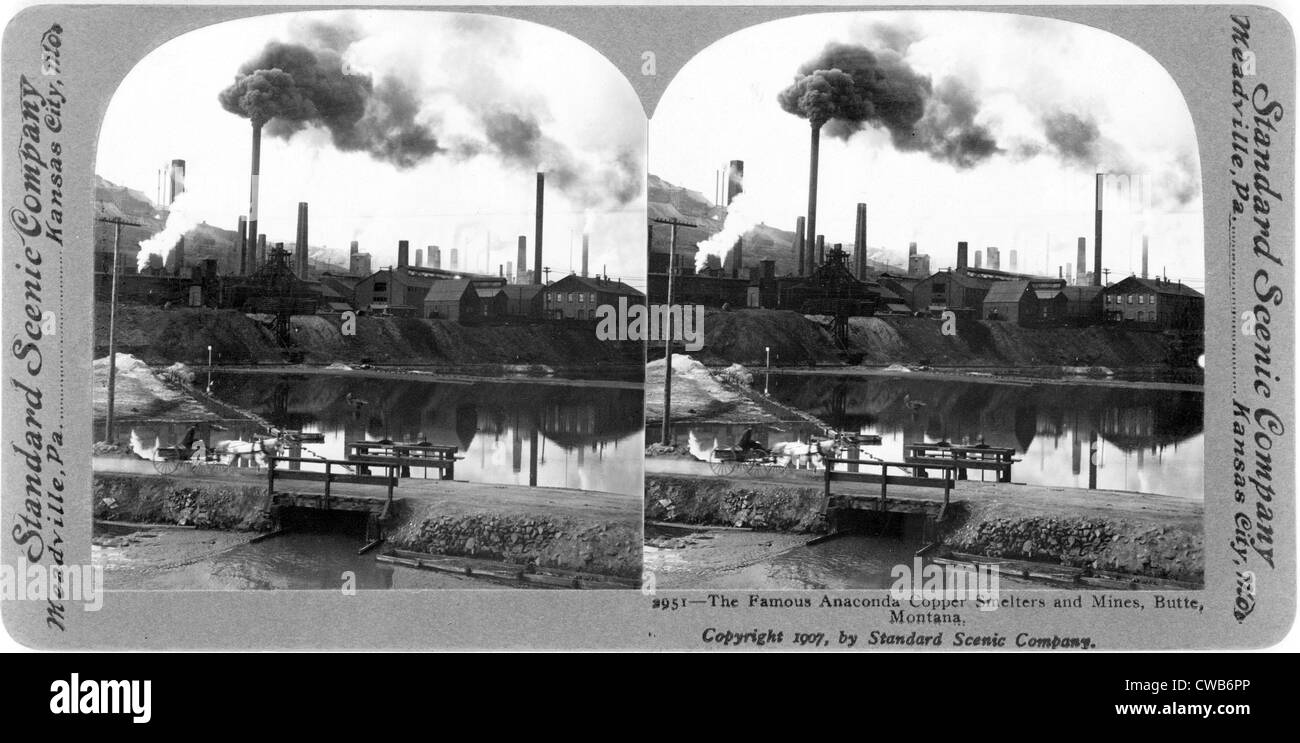 The famous Anaconda copper smelters and mines, Butte, Montana ...