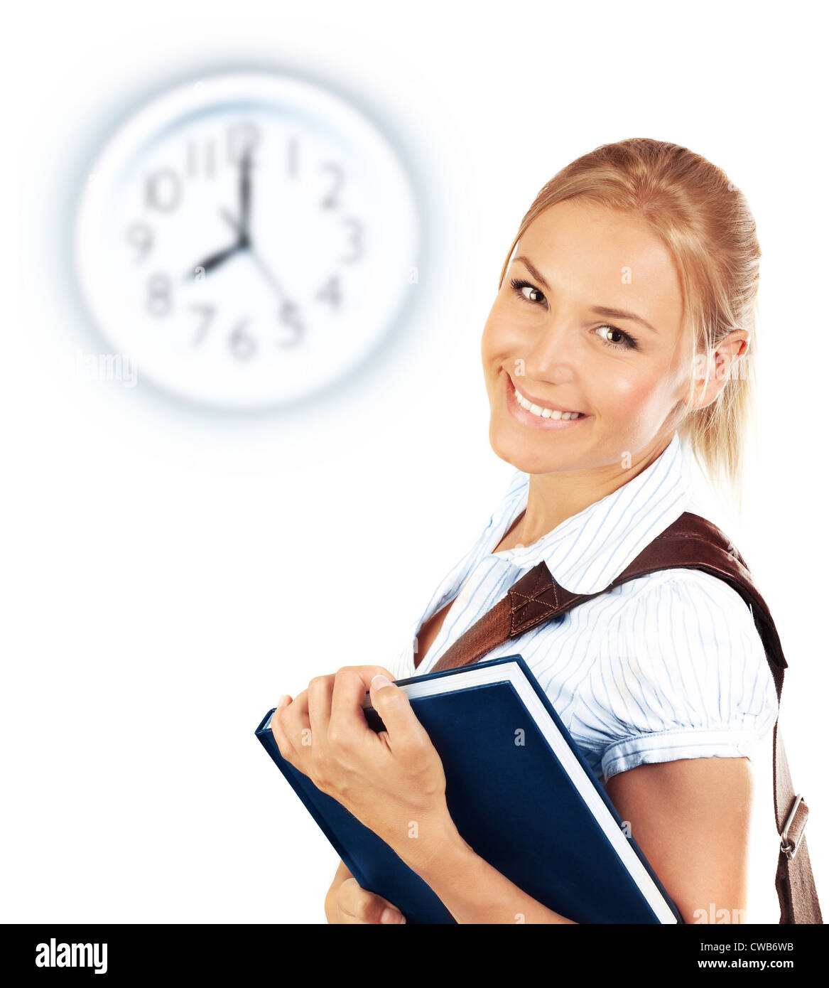 Portrait of beautiful happy student female, attractive clever smiling ...