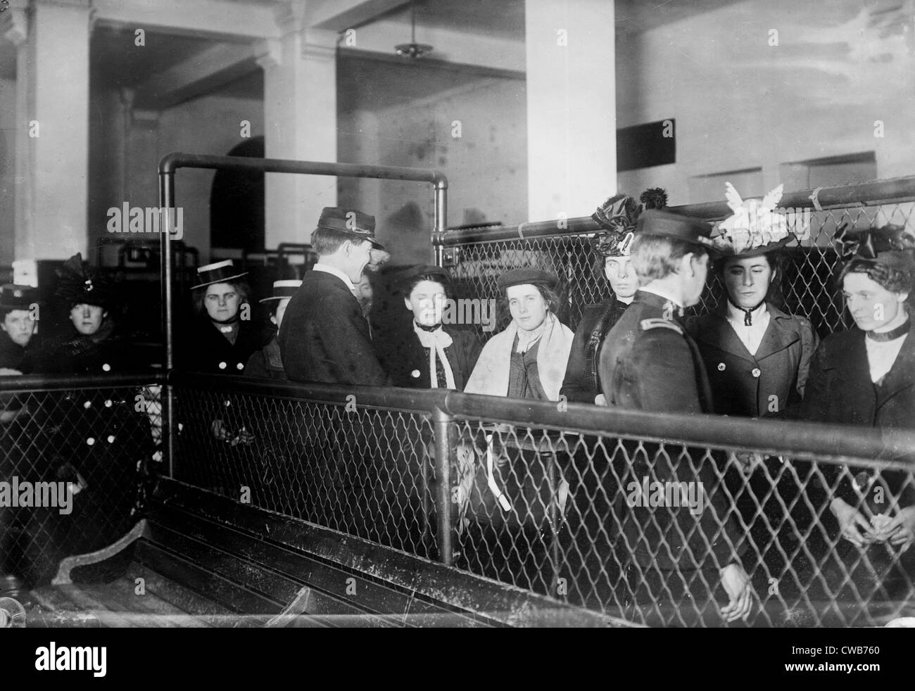 Immigration. Female European immigrants being processed at Ellis Island ...