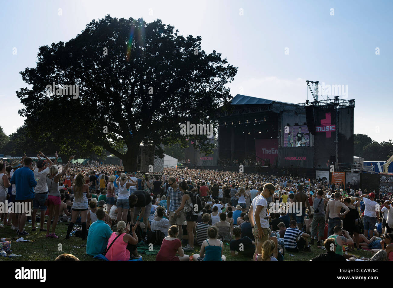 A general view of the arena stage and fans at V Festival, Hylands Park ...