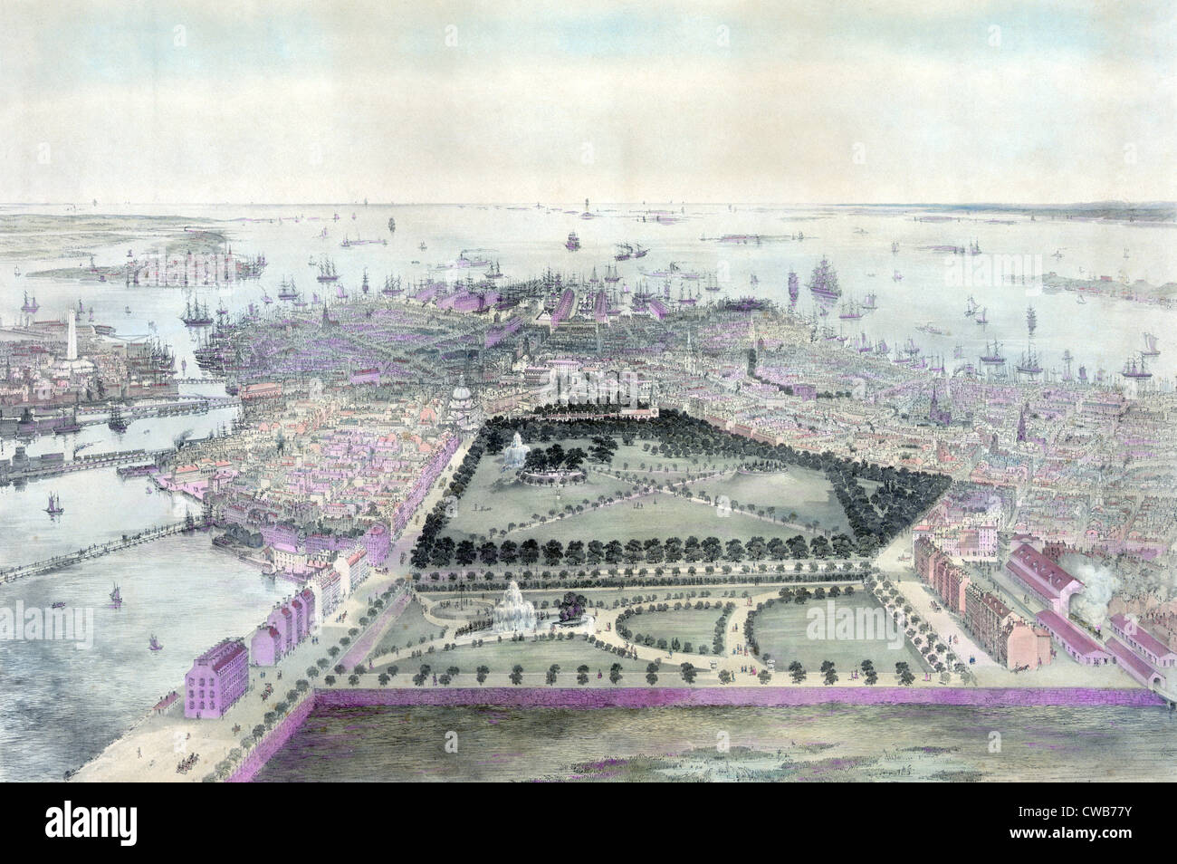 Map of boston 1850 hi-res stock photography and images - Alamy