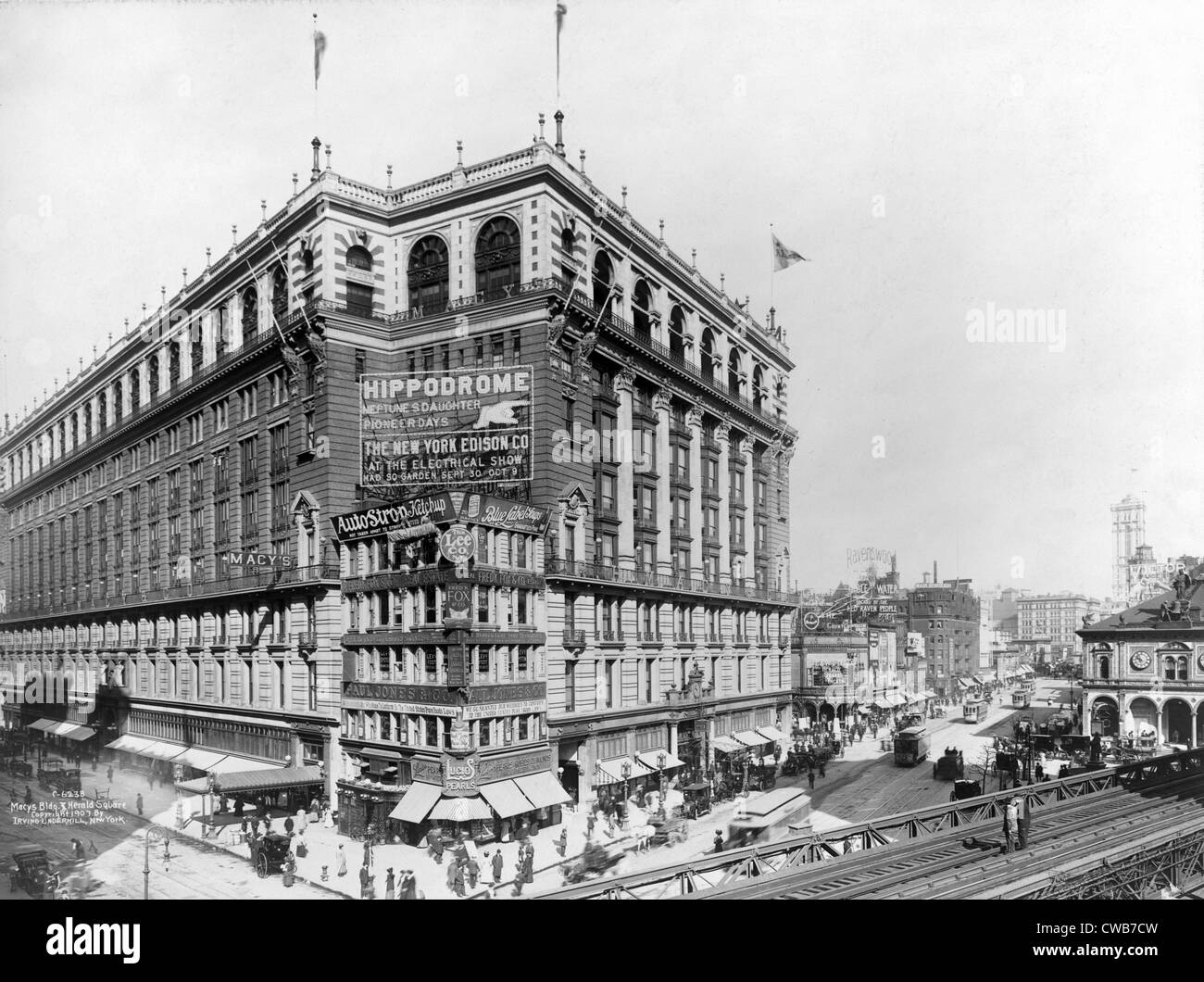 New York City. Macy's Building and Herald Square, ca, 1907 Stock Photo ...