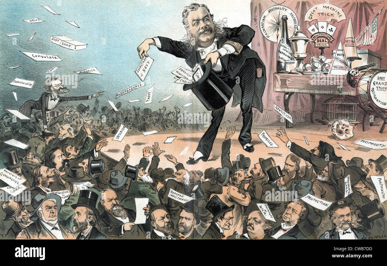 'A presidential conjuror'. Chester Arthur, on stage, throwing out ...