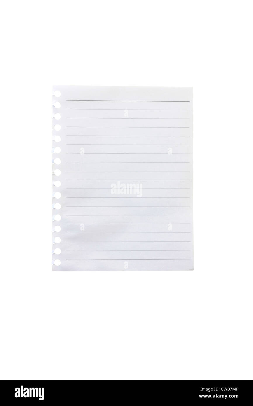 sheet of note paper isolated on a white background Stock Photo - Alamy