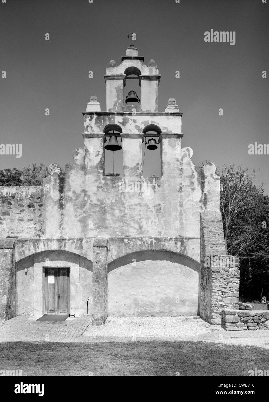 Mission San Juan de Capistrano, bell-tower. San Antonio, Texas Stock ...