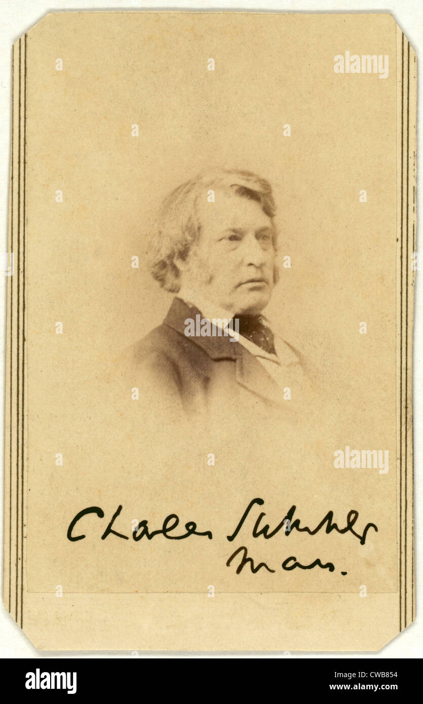 Senator Charles Sumner, carte de visite by Alexander Gardner, signed by ...