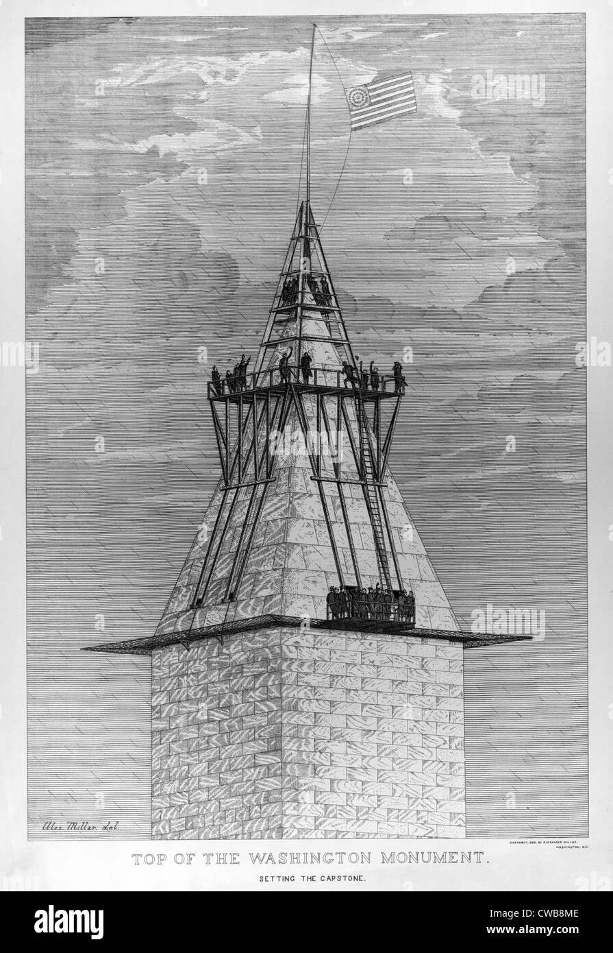 Washington Monument. Setting the capstone of the Washington Monument ...