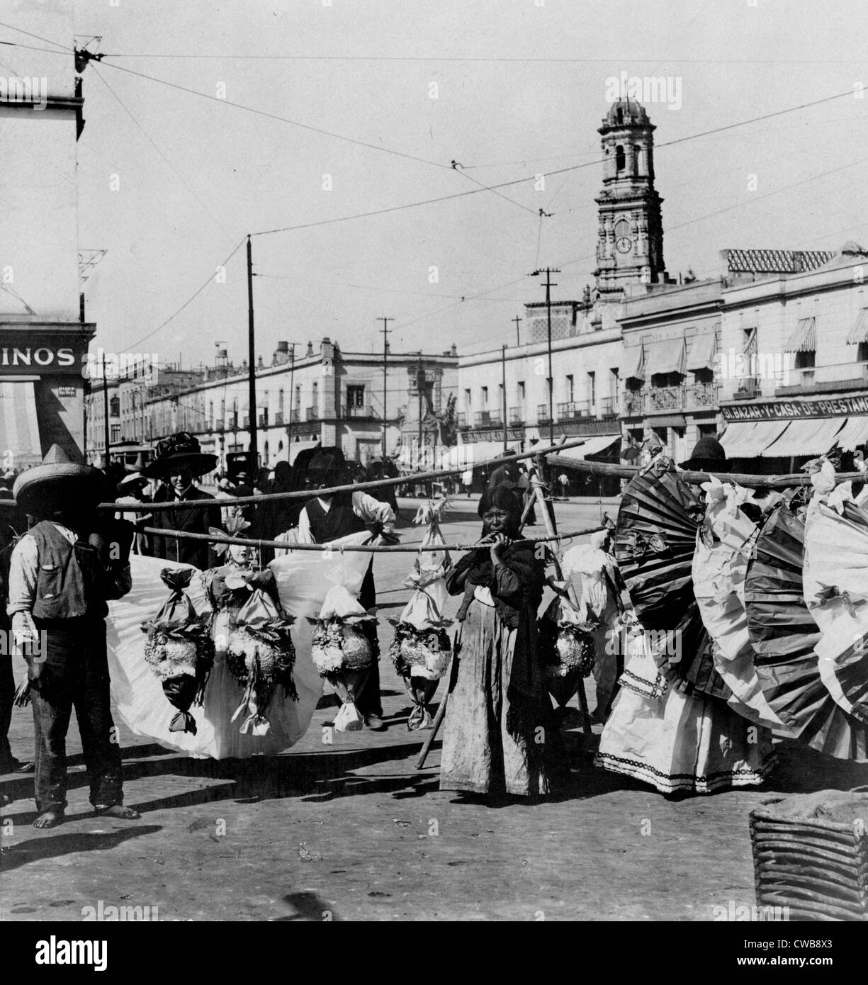 Mexico City, pottery jars and pinatas, circa early 1900s Stock Photo ...