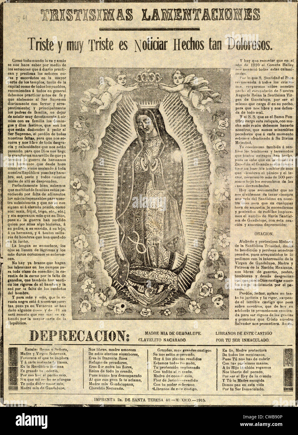 The Virgin of Guadalupe, titled: Sorrowful lamentations, how sad it is ...