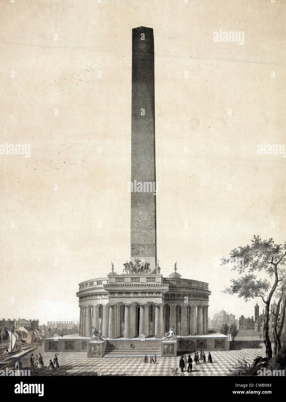 Washington Monument. Print showing the Washington Monument as designed ...