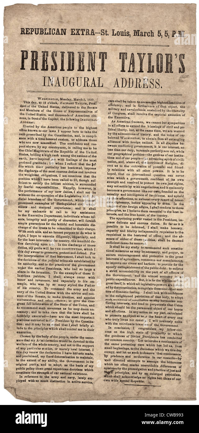 Inauguration zachary taylor 1849 hi-res stock photography and images ...