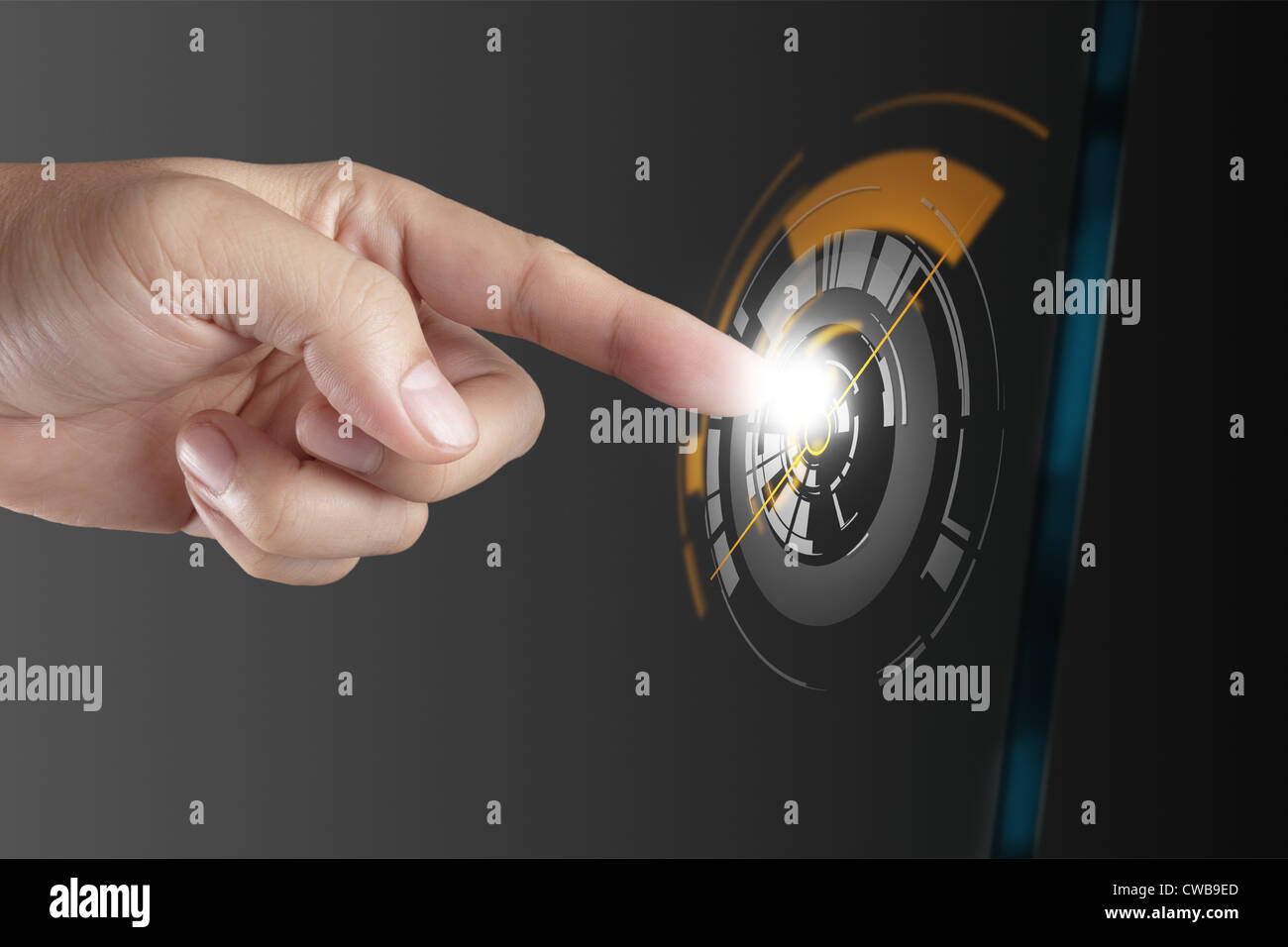 businessman hand pushing on a touch screen interface Stock Photo - Alamy