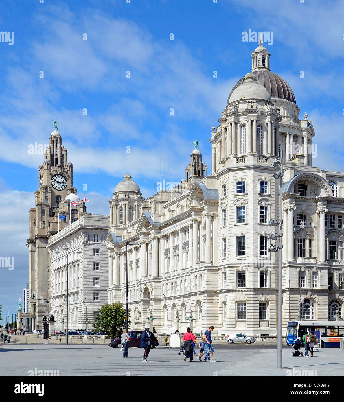 The world famous Three Graces buildings at the Pier Head in Liverpool ...