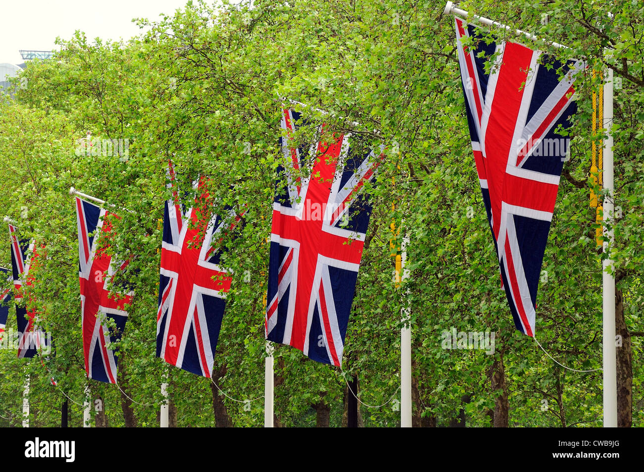 British Union Jack flags on The Mall London Stock Photo - Alamy