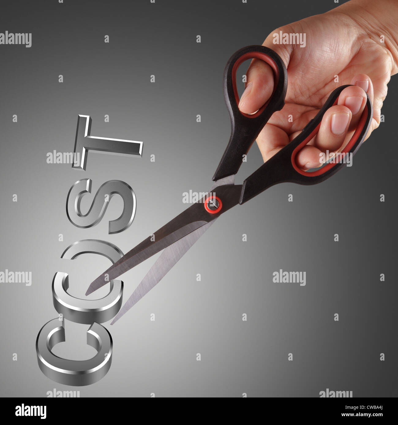 Cutting costs with hand and scissor Stock Photo - Alamy