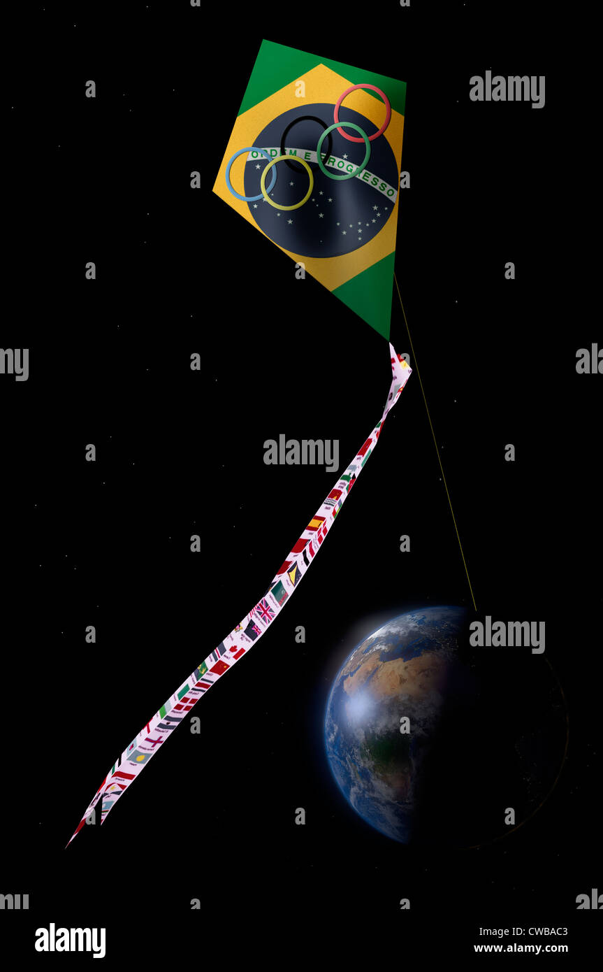 Illustration with 3d digital computer design of a kite with the ...