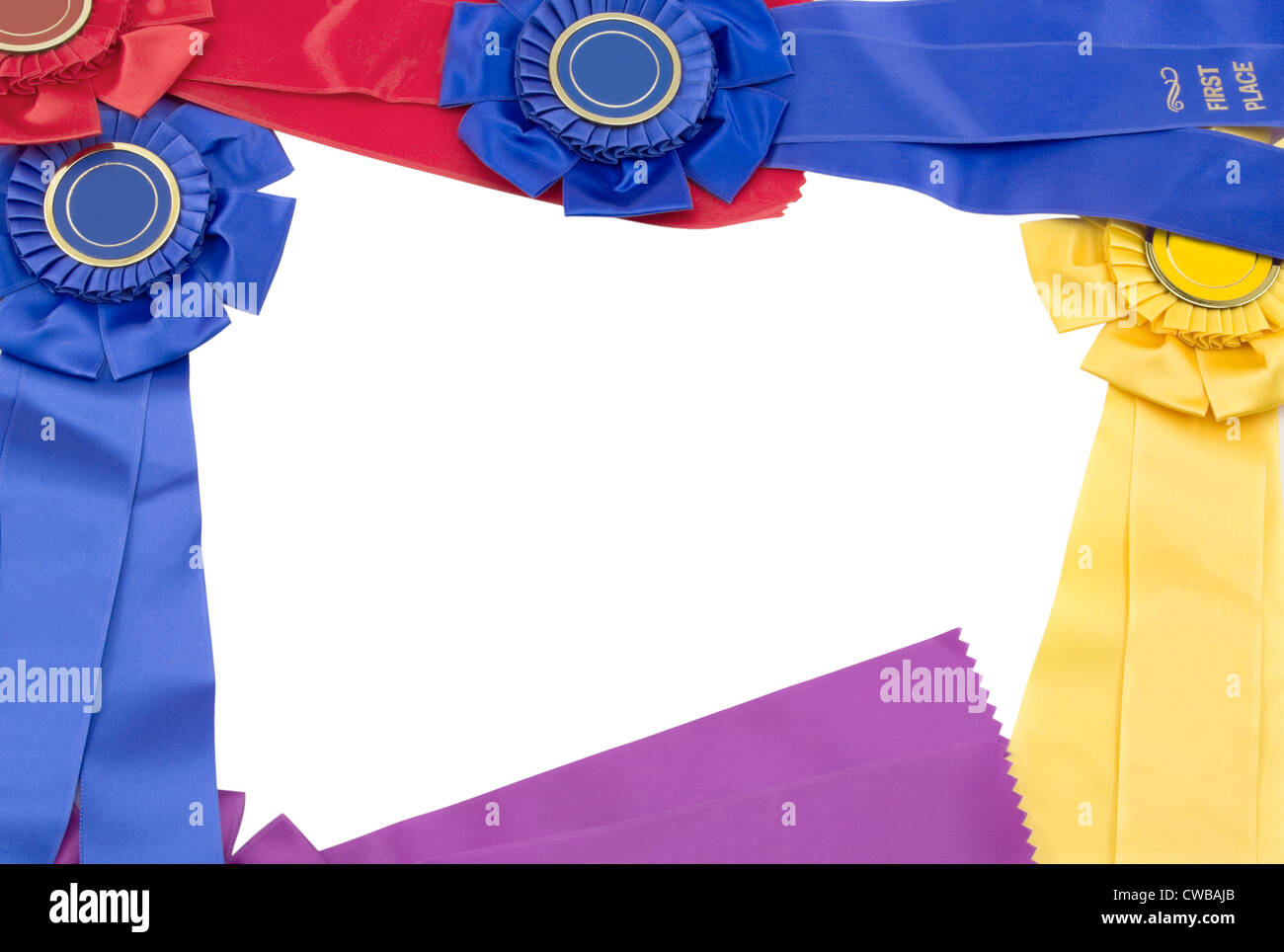 Award ribbons framing white background Stock Photo - Alamy