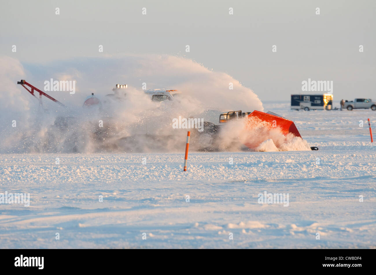 Snow Plowing an Ice Road in Northern Minnesota Stock Photo - Alamy