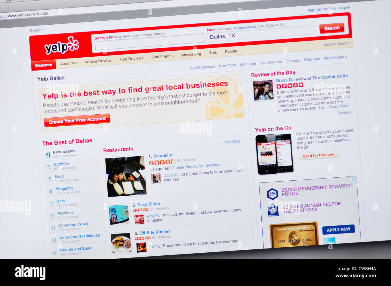 Yelp website - local business search Stock Photo - Alamy