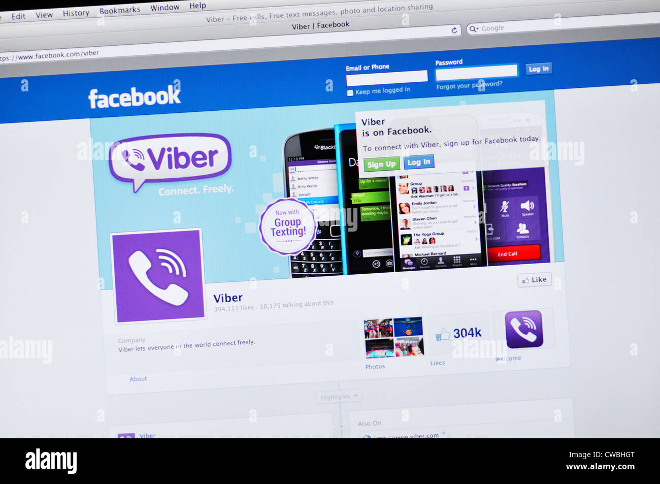 Facebook Viber website Stock Photo - Alamy