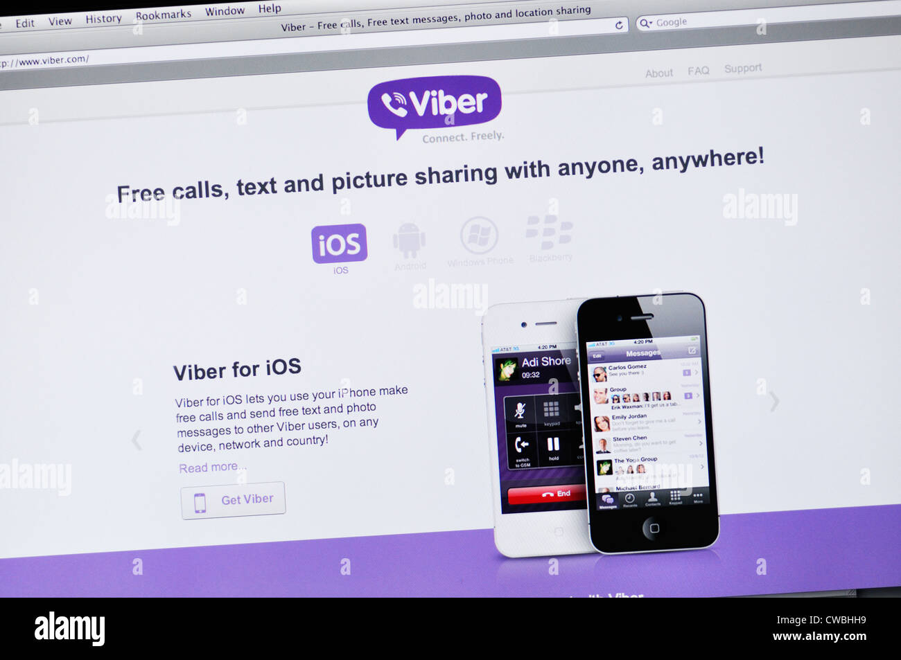 Viber website - phone texting Stock Photo - Alamy