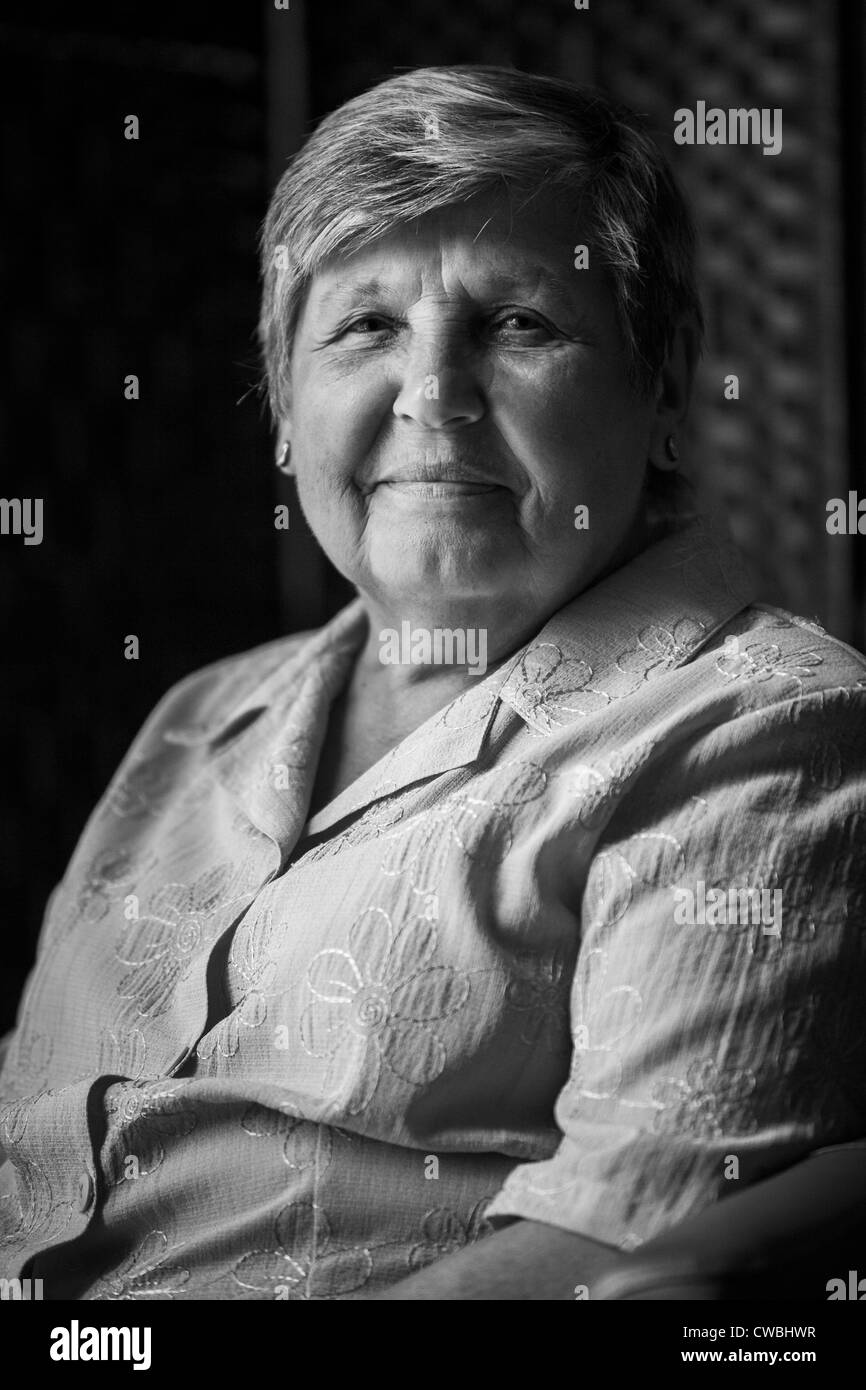 Portrait senior lady sitting Black and White Stock Photos & Images - Alamy