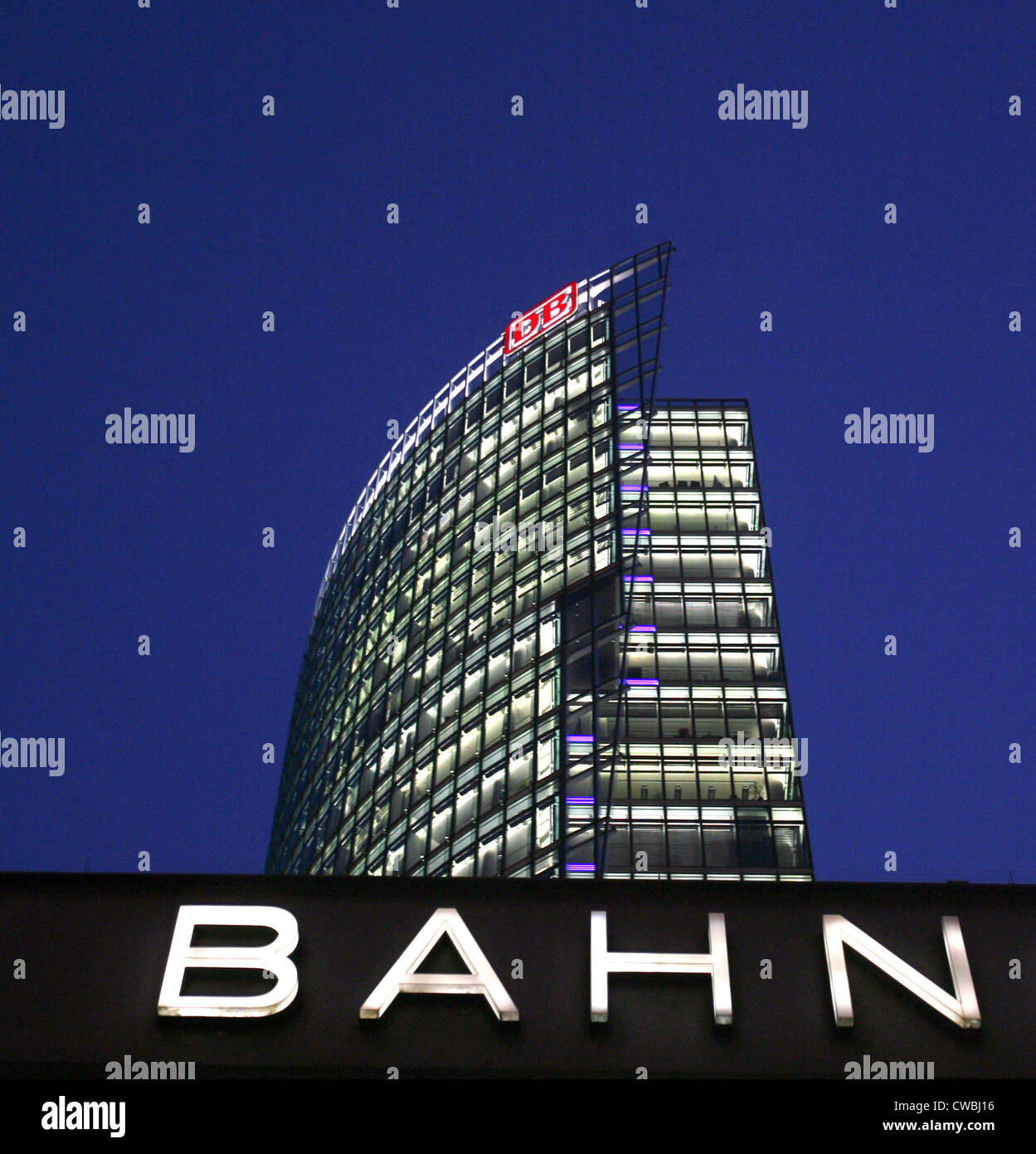 Bahn Tower at night Stock Photo - Alamy