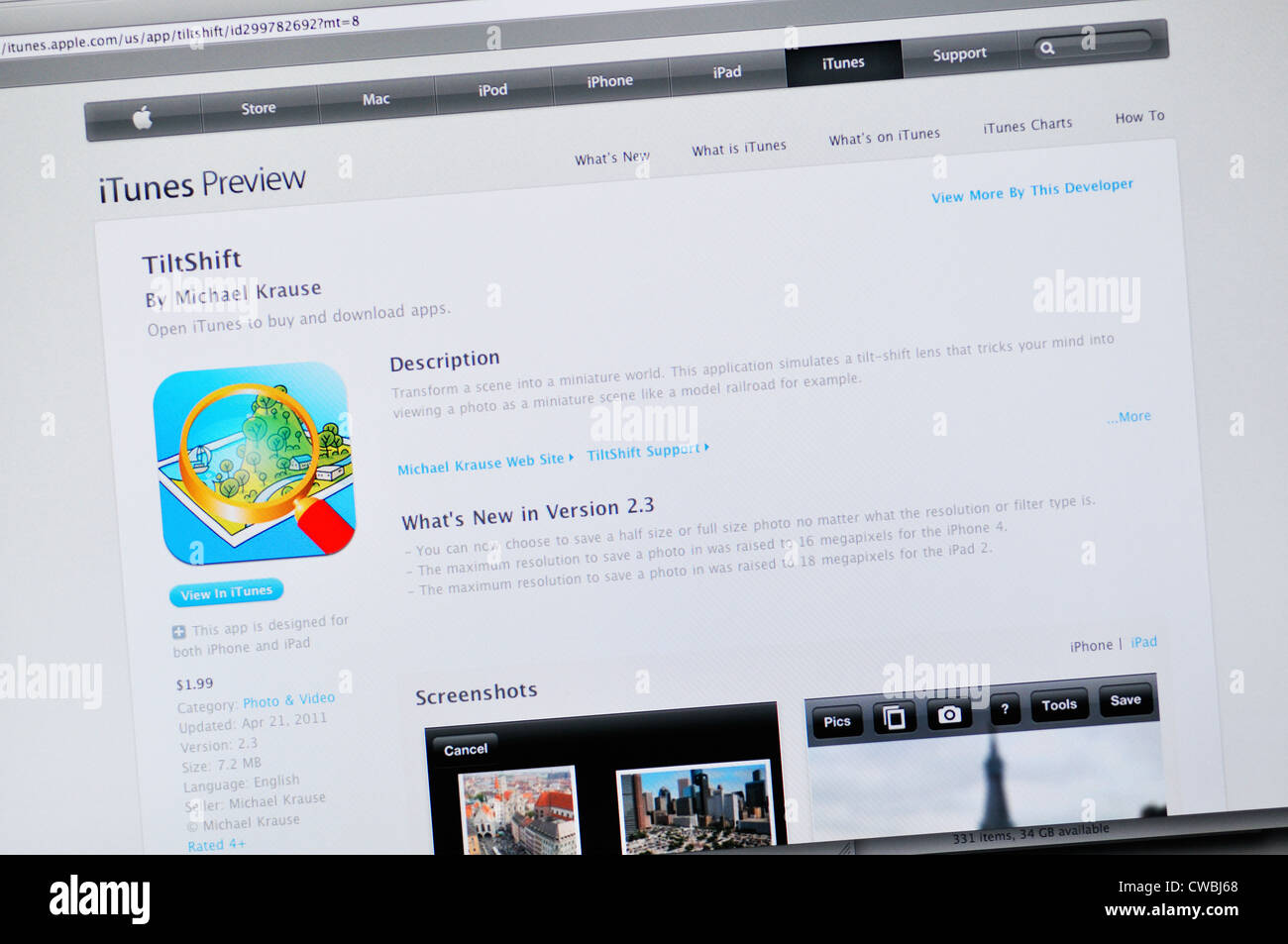 Tiltshift app website Stock Photo - Alamy