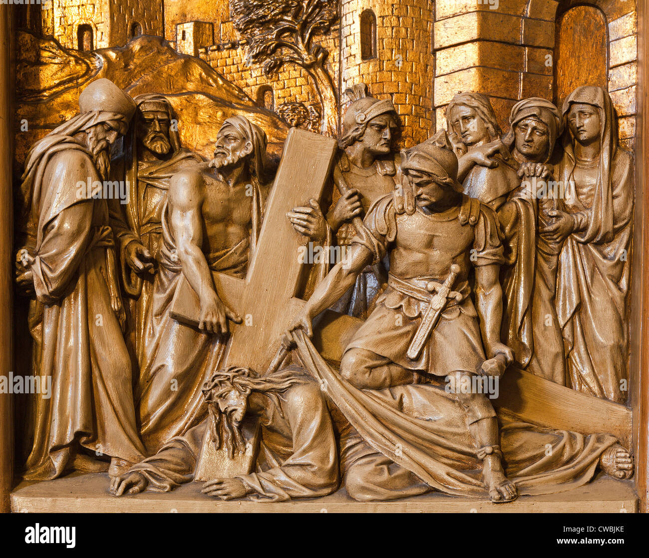 Jesus christ on cross fall hi-res stock photography and images - Alamy