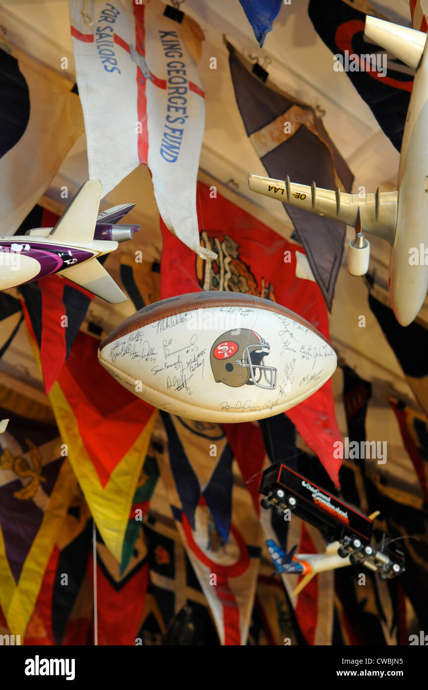 American Football hanging from the ceiling of The American Bar at The ...