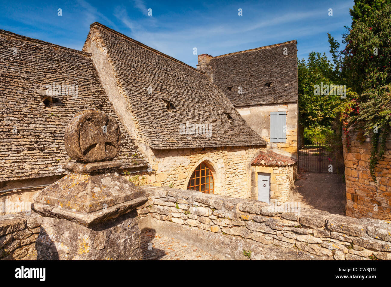 Old houses in the ancient town of Beynac, Aquitaine, France, in the ...