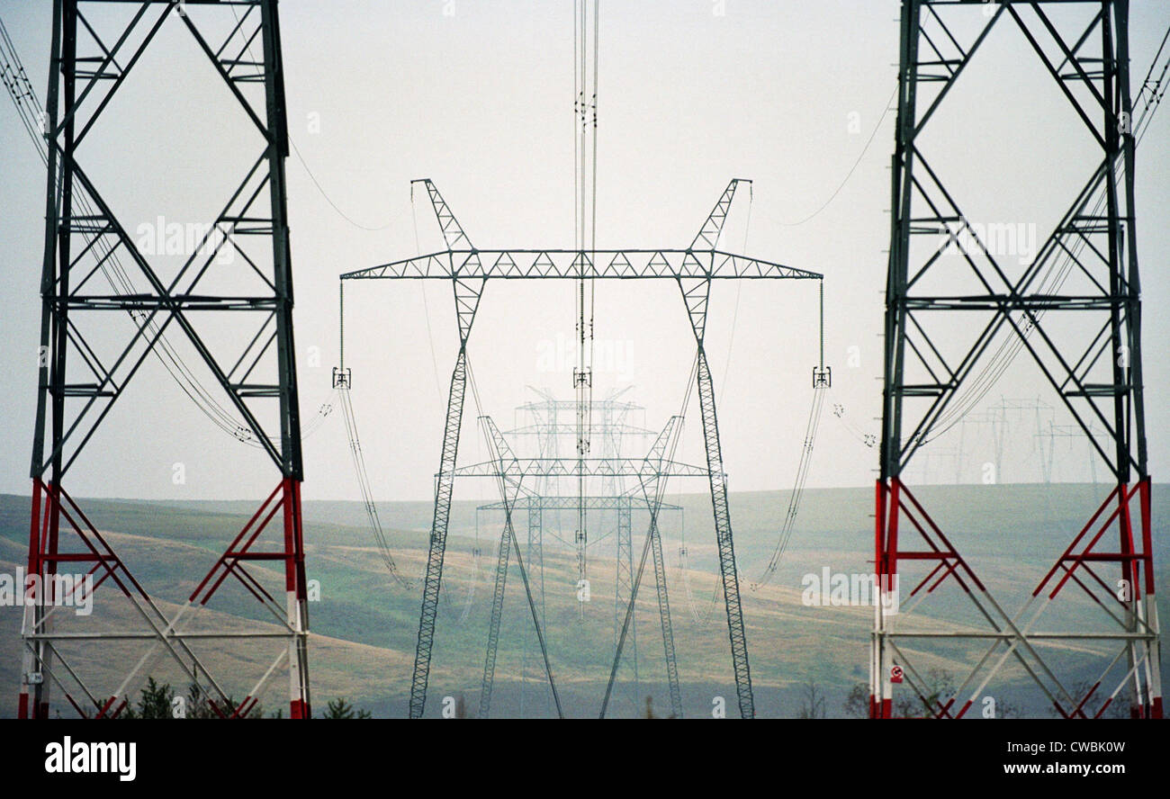 Power poles, Seimeni, Romania Stock Photo - Alamy