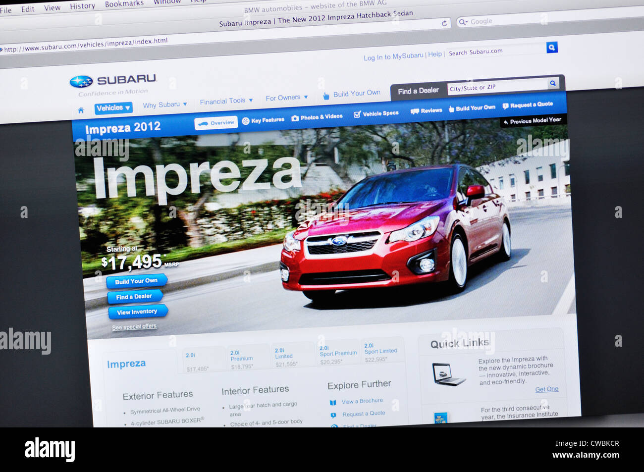 Subaru website - Impreza Stock Photo - Alamy