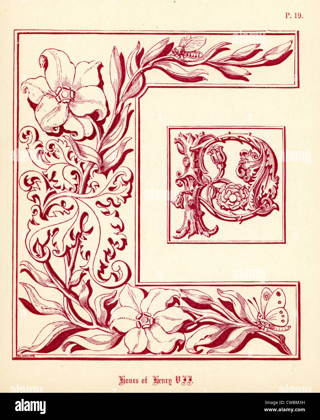 Hours of Henry VII, detail of an medieval illuminated manuscript Stock ...