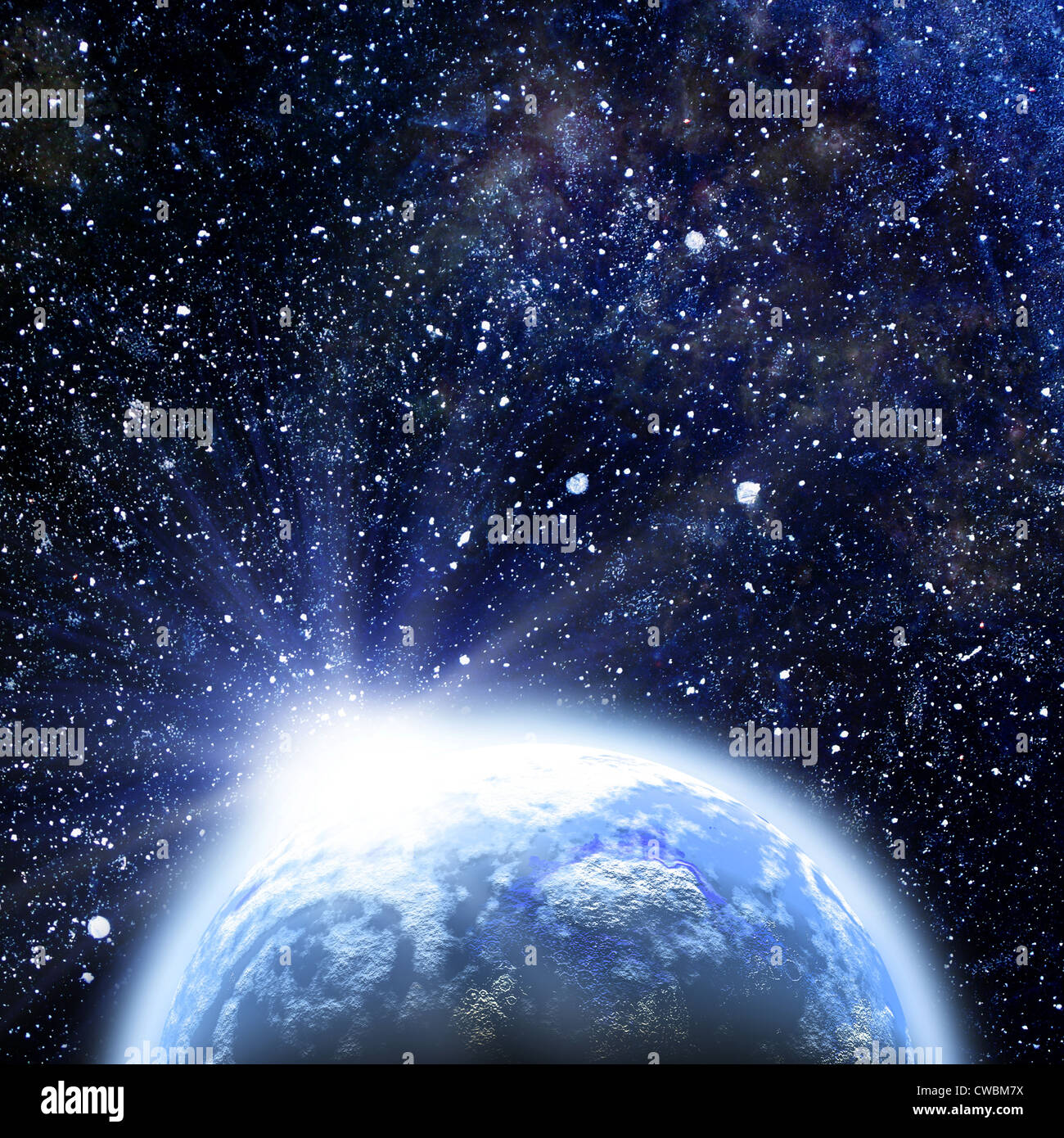 Rising sun over the Earth planet, abstract backgrounds Stock Photo - Alamy