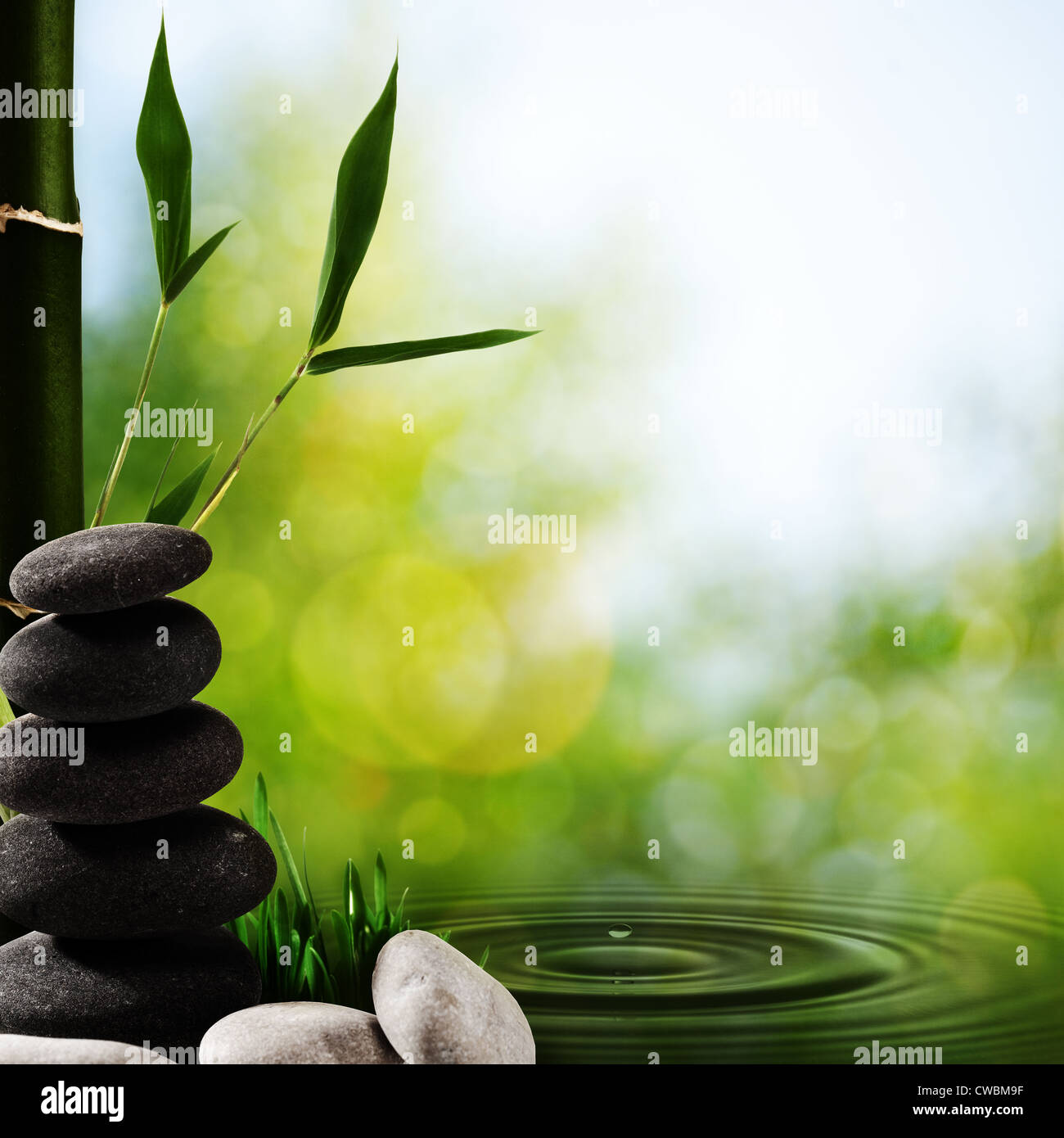 Abstract asian spa backgrounds with bamboo and pebble Stock Photo - Alamy