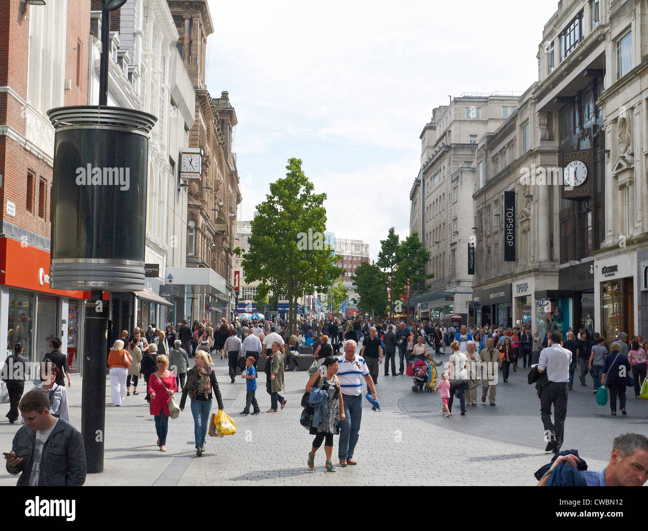 Looking into Church Street shopping area in Liverpool UK Stock Photo ...