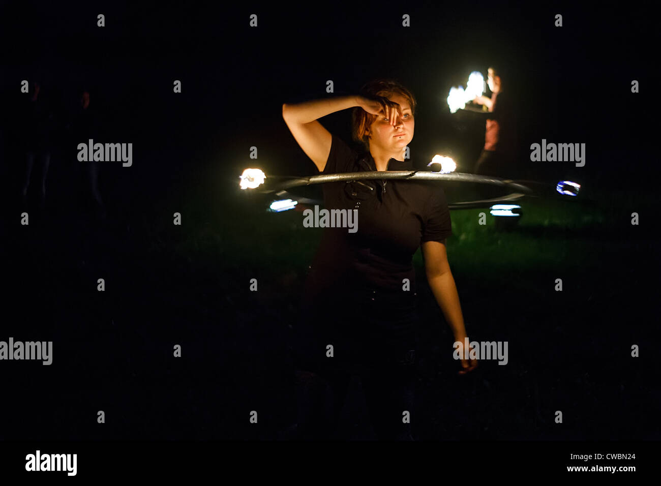 Fireshow artists showing skills monthly periodical Tribo Fuego outdoor ...