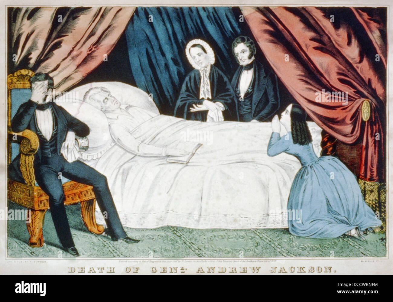 Death of former President Andrew Jackson in 1845. At left is his ...