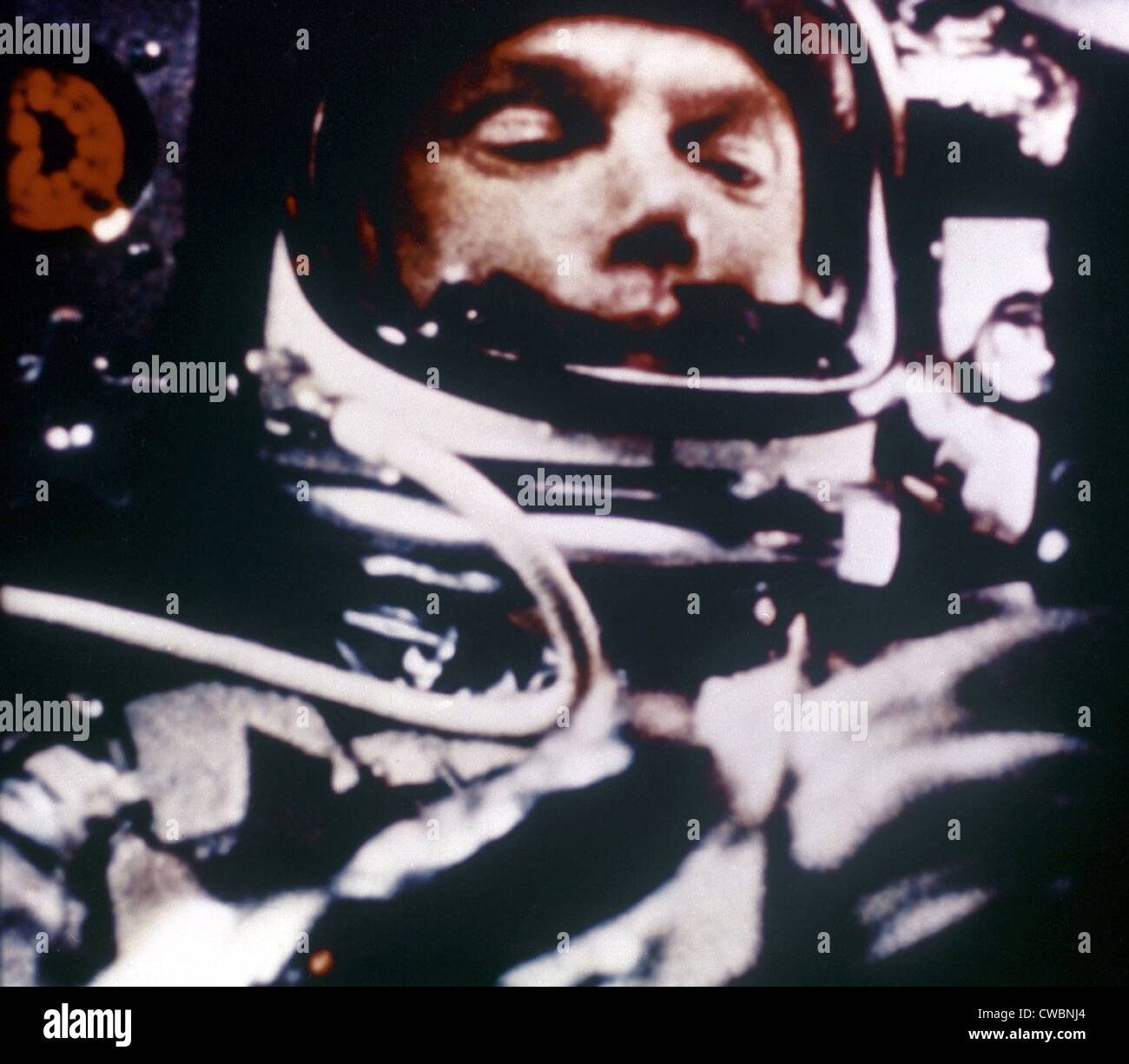 Astronaut John Glenn, (Lt. Colonel, USMC) in the Friendship 7 capsule ...