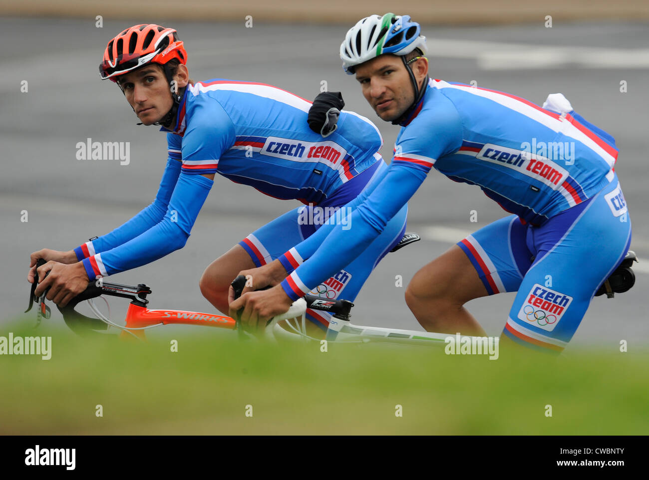 Cyclists Roman Kreuziger (left) Jan Barta Czech Republic pose in ...