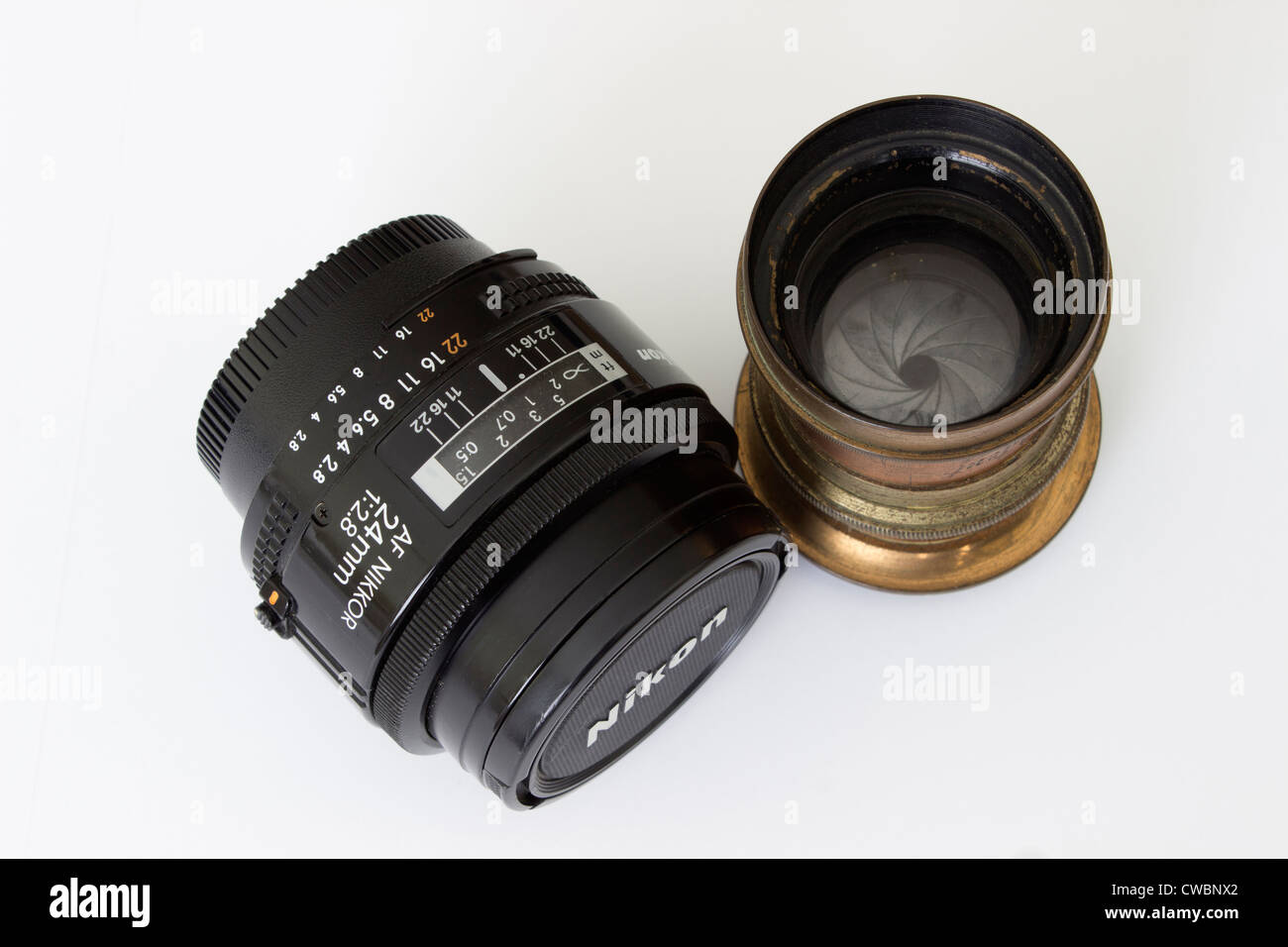 Two camera lens of different eras Stock Photo - Alamy