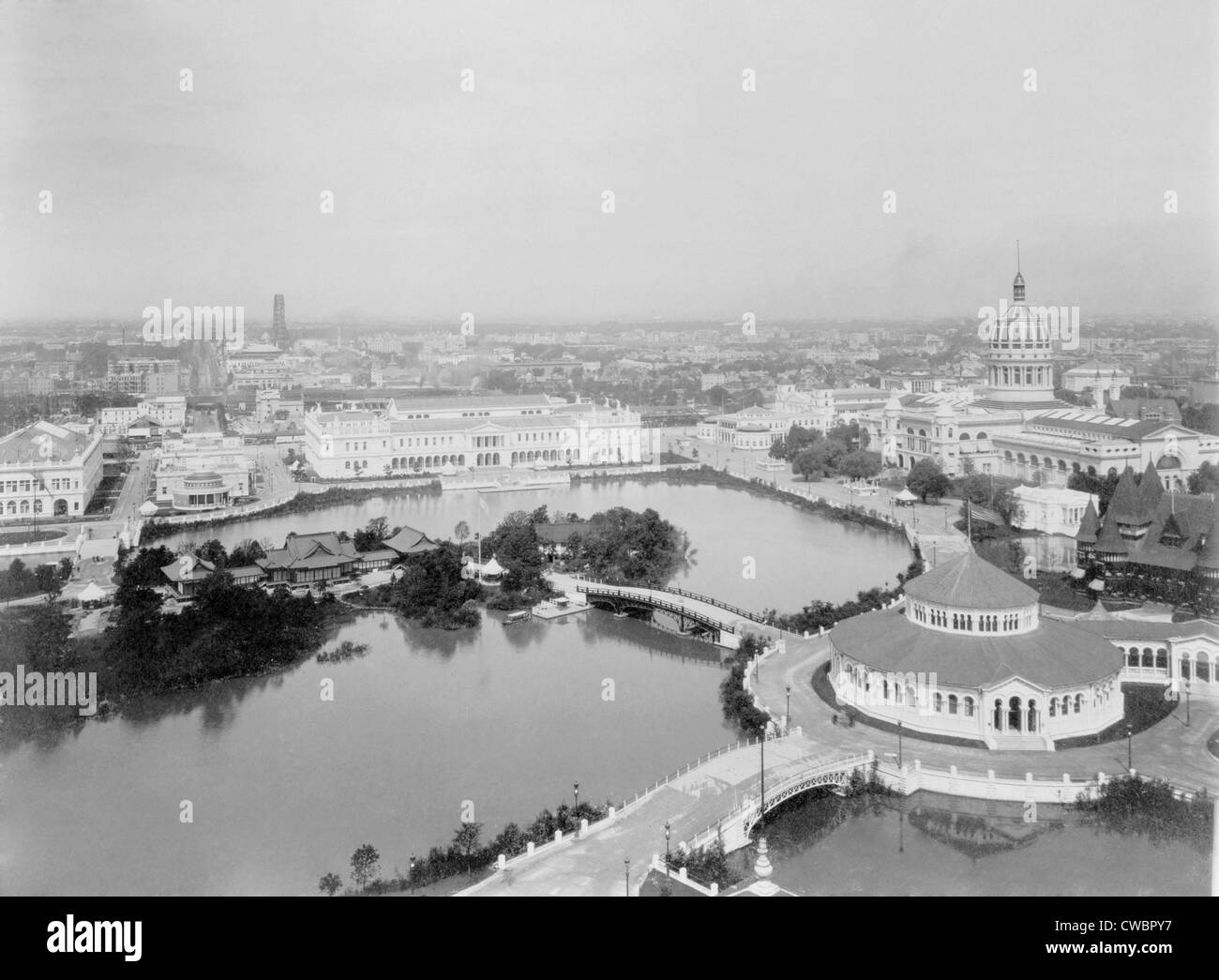Bird's-eye view of WORLD'S COLUMBIAN EXPOSITION, Chicago 1893, showing ...